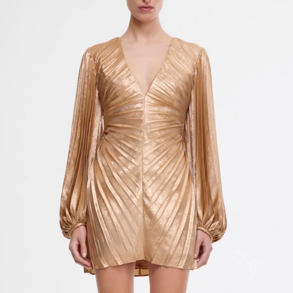 Acler | Dresses | Nwt Acler Rothbury Mini Dress Gold Metallic Cocktail Event Party | Poshmark